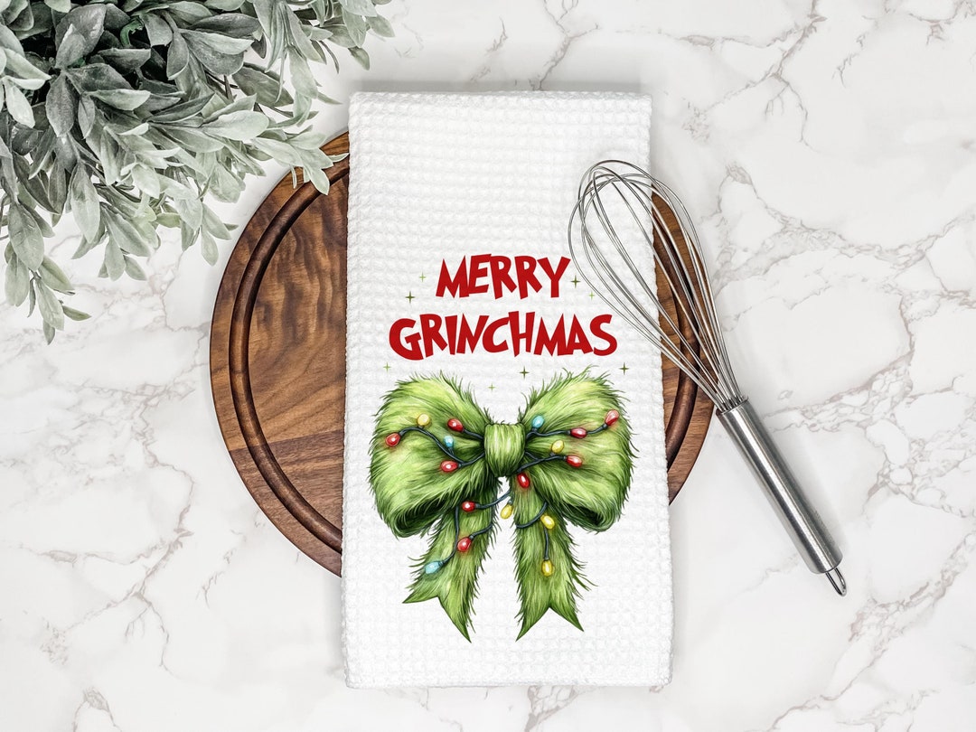 Merry Grinchmas | Christmas Kitchen Tea Towel | Grinch Decor | Fun Gift ...