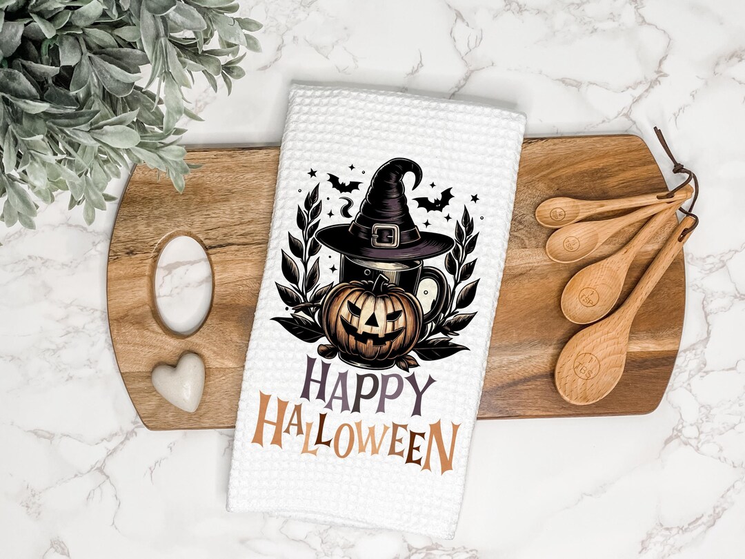 Vintage Halloween Kitchen Tea Towel | Cute Halloween Decor | Gift for ...