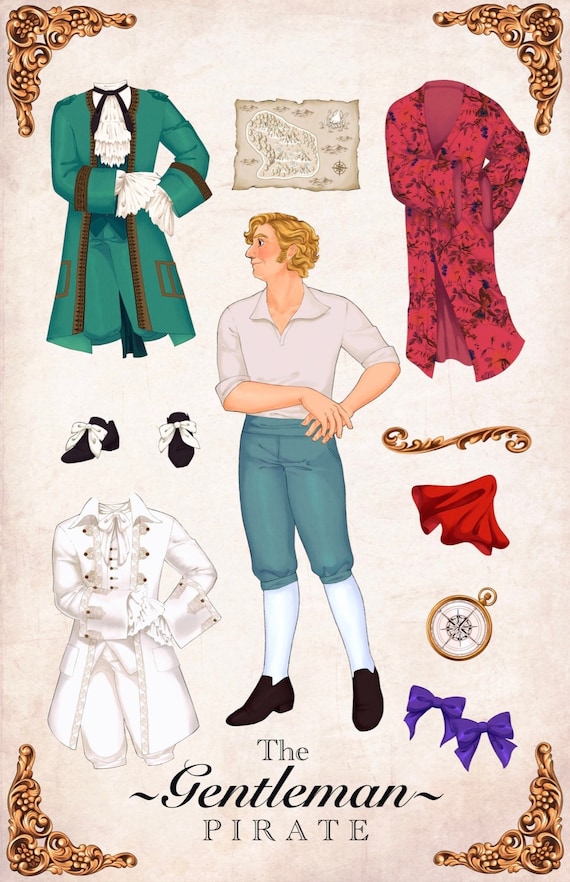 OFMD Stede Bonnet Paper Doll Style 11 X 17 Art - Etsy UK