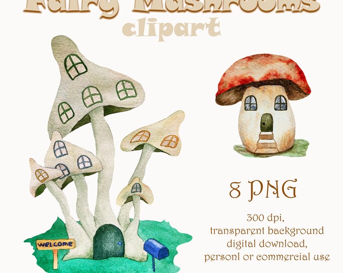 16 PNG Fairy Mushroom House Clipart – Whimsical Floral Toadstool PNG ...