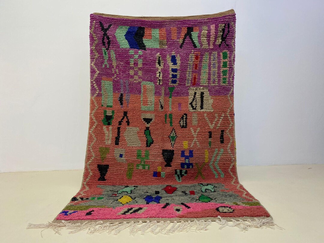 Colorful Handmade Wool Rug: Geometric Moroccan Design - Etsy