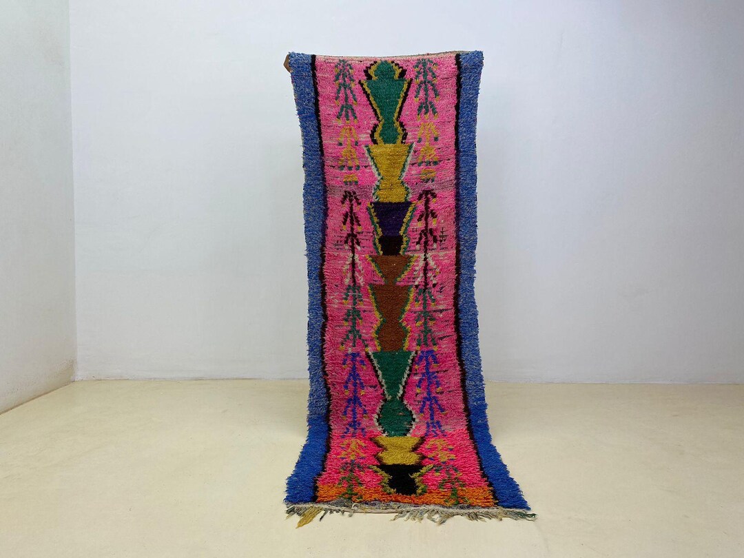 Pink Berber Runner Rug - Handwoven Wool, Middle Atlas Style - Etsy