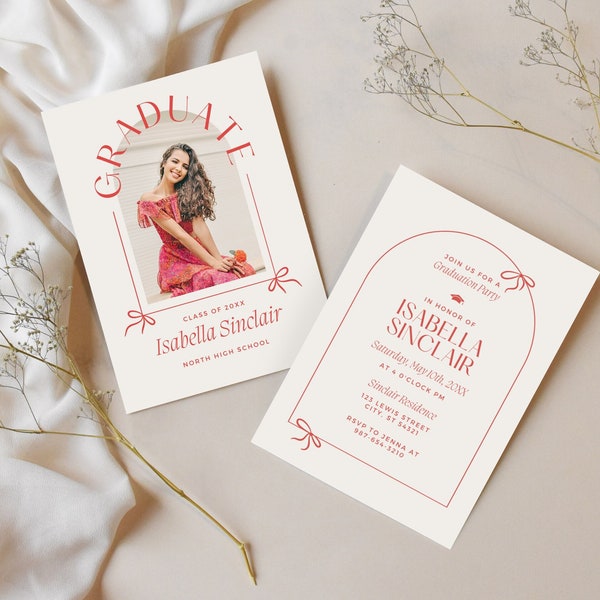 Graduation Card Template With a Bow - Etsy