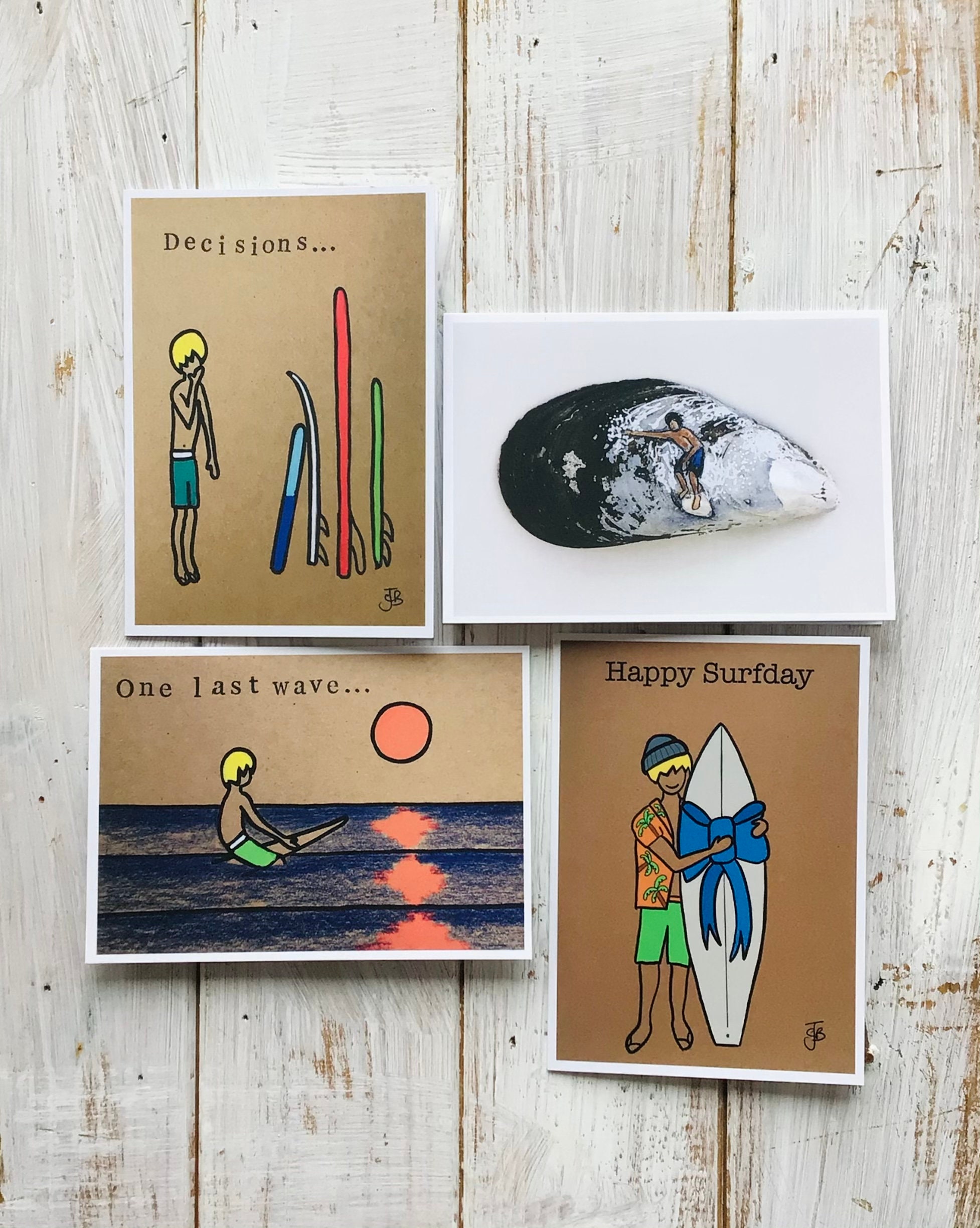 Surf Art Cards Surfing Surfer Surfboard Waves Sunset Dude Cornish ...