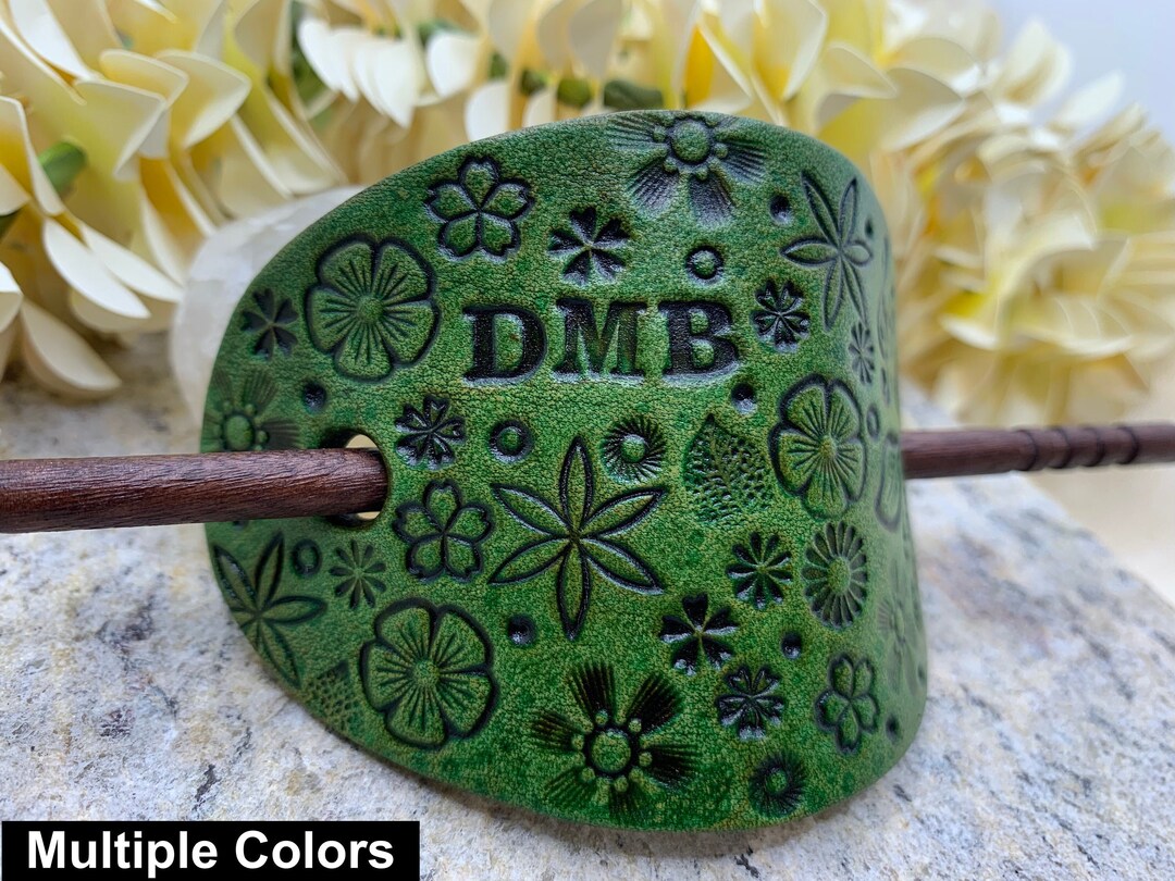 BOGO!! Handmade Personalized Leather Hair Stick Barrette | Flowers ...