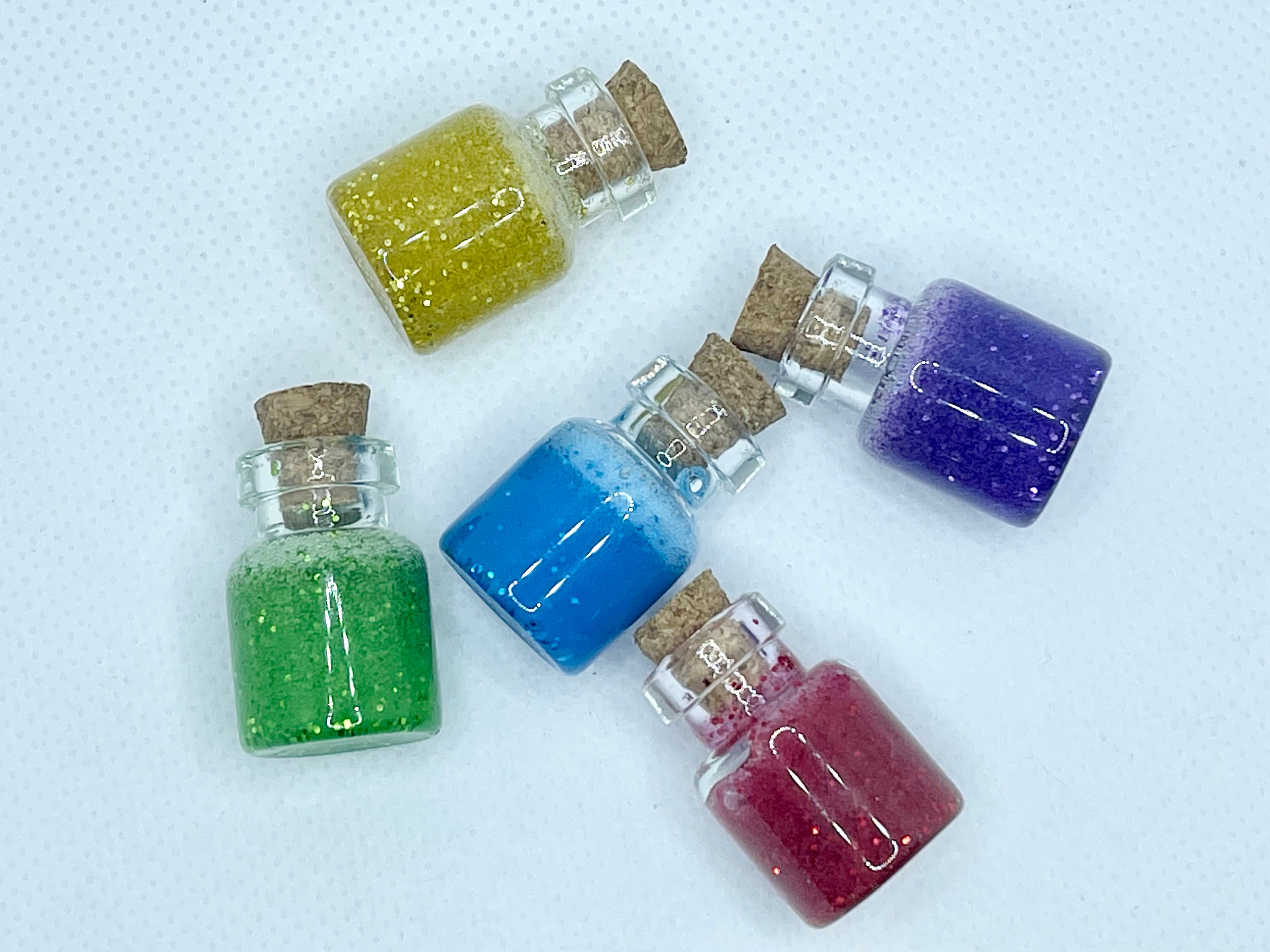 Set of 5, Miniature GLITTER Potion Bottles, Potion Bottles, RPG Décor ...