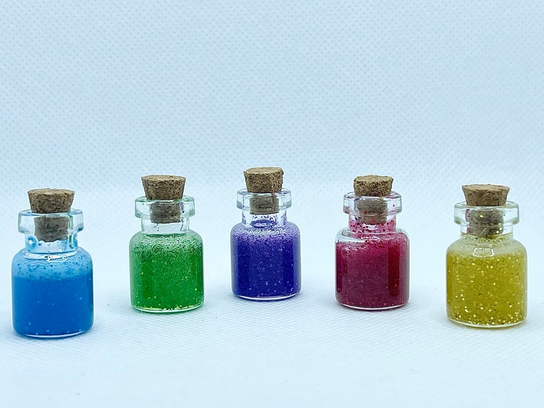 Set of 5, Miniature GLITTER Potion Bottles, Potion Bottles, RPG Décor ...