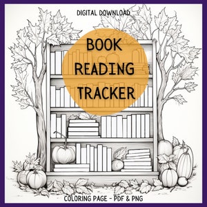 Fall Book Reading Tracker: Bookshelf Coloring Page (PDF, PNG) - Etsy