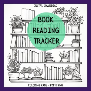 Book Reading Tracker - Printable Coloring Page - Digital Book Tracker ...