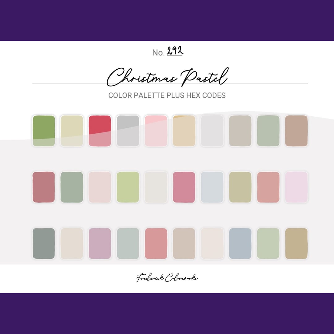 Pastel Christmas Color Scheme - Procreate 30 Color Palette Swatches ...