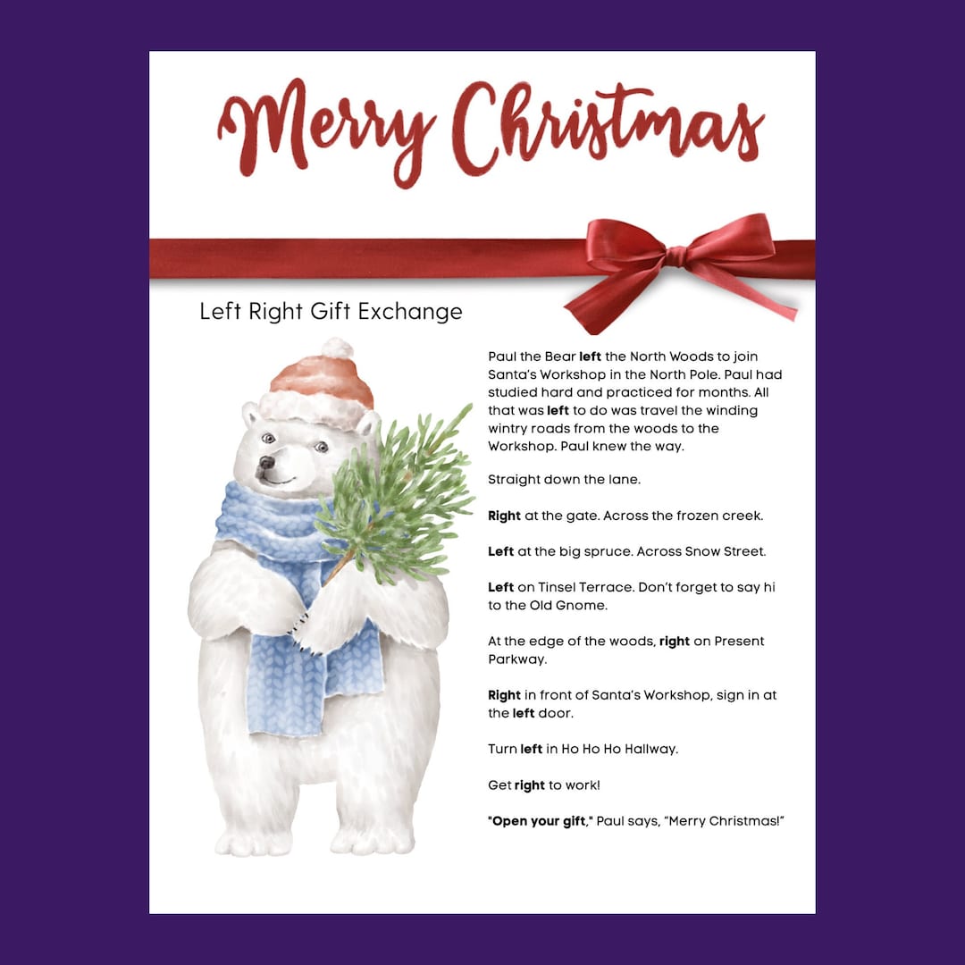 Story Gift Exchange Game - Left Right Christmas Party Game - Printable ...