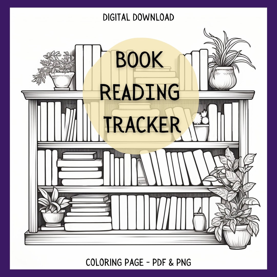 Book Reading Tracker Printable Coloring Page Digital Book Tracker Book ...