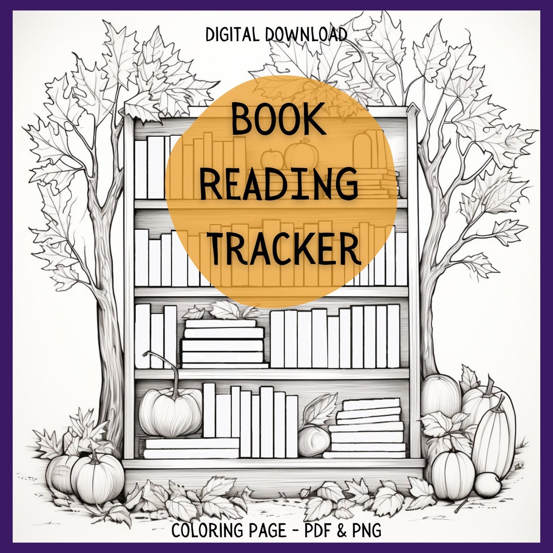 Book Reading Tracker - Printable Coloring Page - Fall Autumn Theme ...