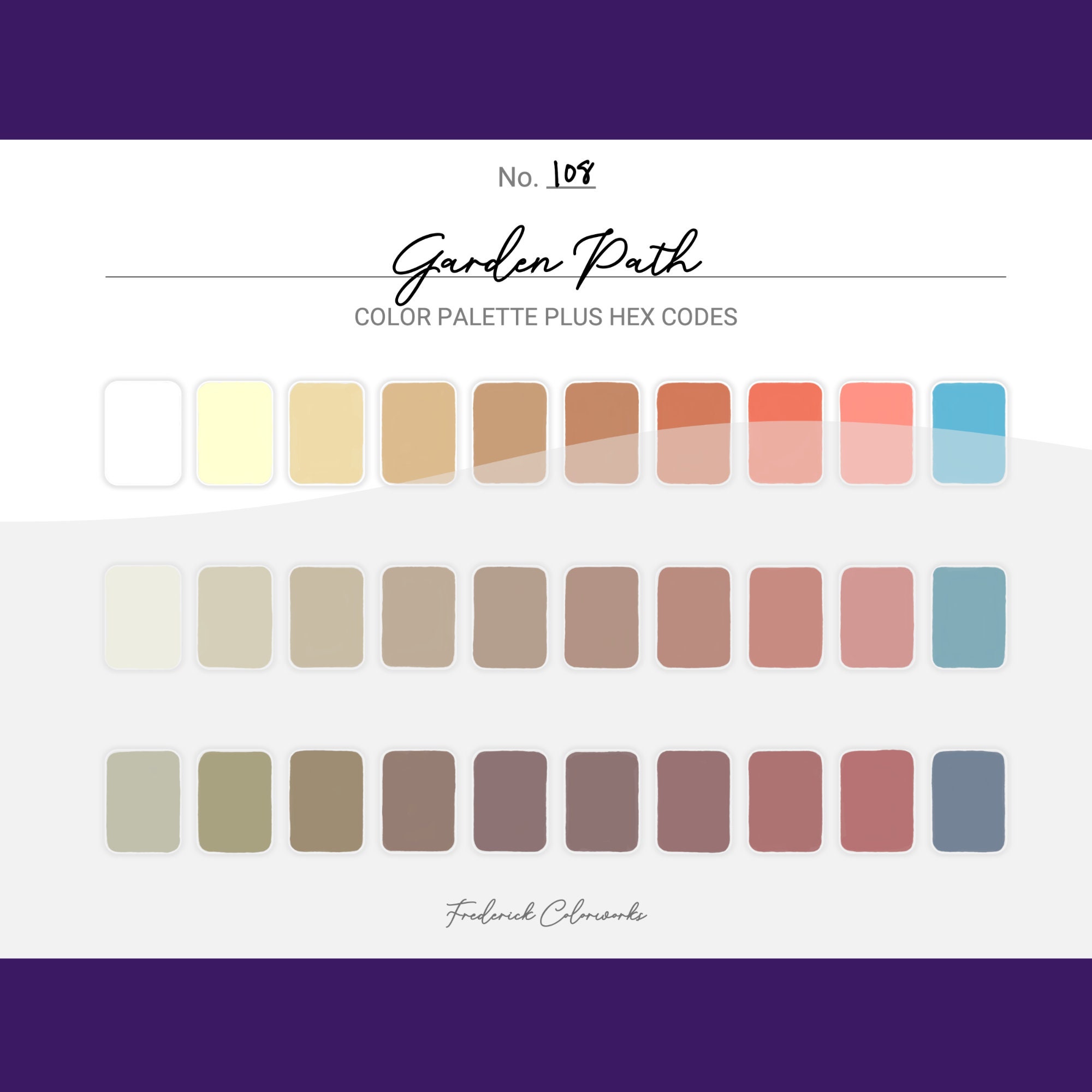 Garden Path Color Scheme - Procreate 30 Color Palette Swatches + Hex ...