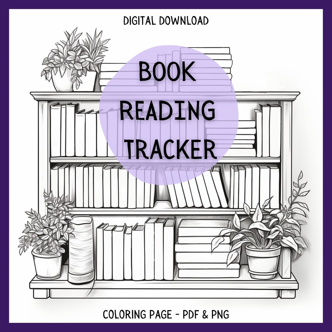 Book Reading Tracker Printable Coloring Page Digital Book Tracker Book ...