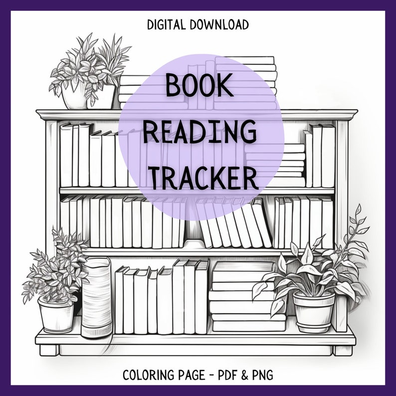 Book Reading Tracker Printable Coloring Page Digital Book - Etsy