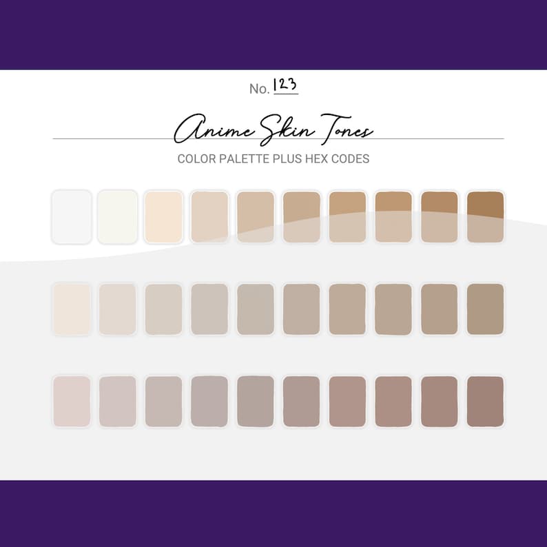 Anime Skin Tones - Procreate 30 Color Palette Swatches + Hex Codes ...