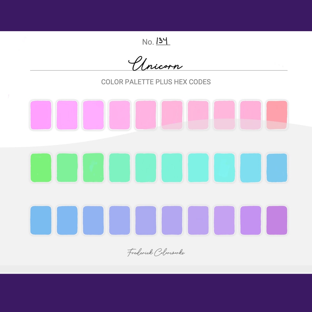 Unicorn Color Palette: 30 Procreate Swatches + Hex Codes (digital ...