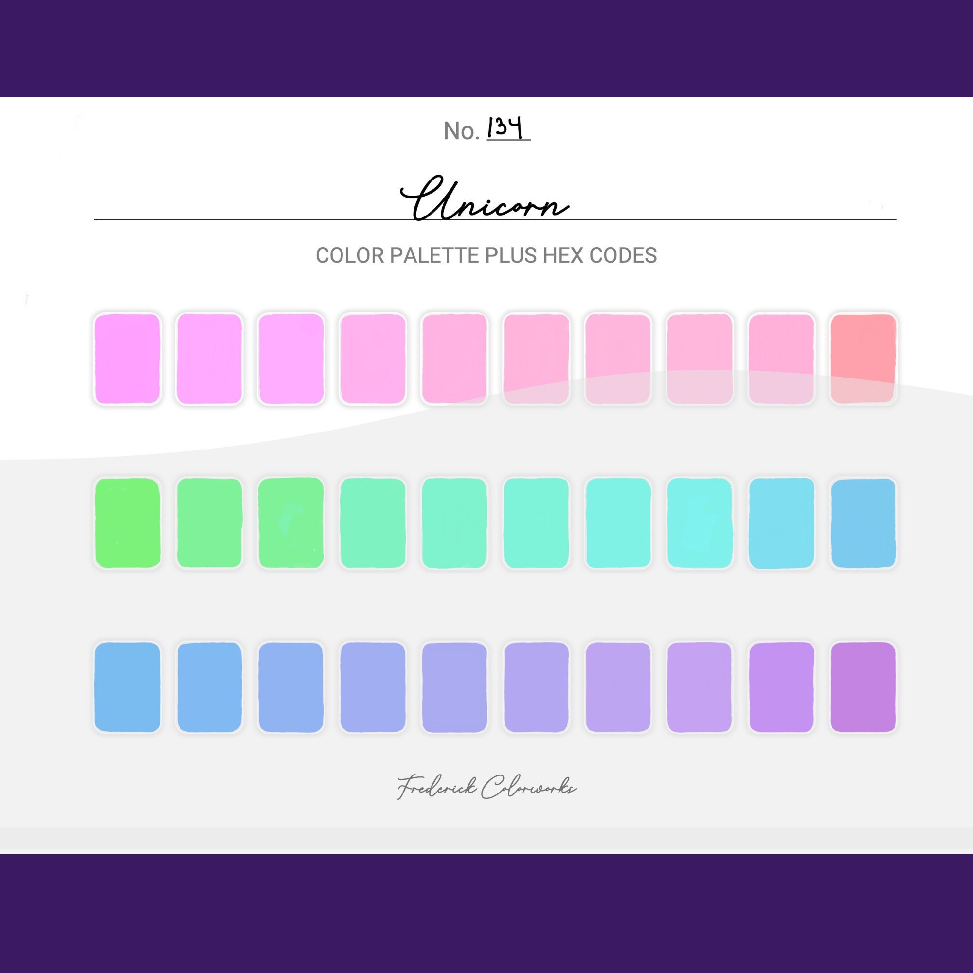 Unicorn Color Scheme - Procreate 30 Color Palette Swatches + Hex Codes ...
