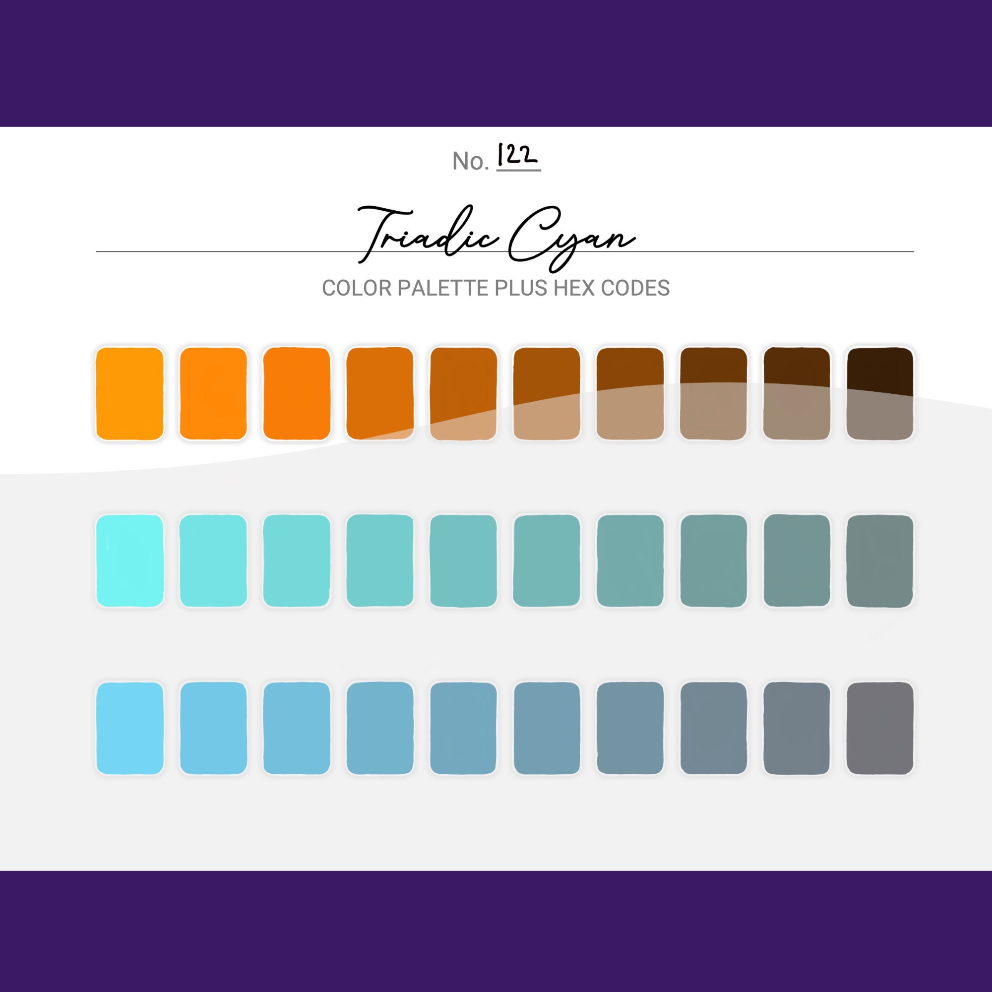 Cyan Triadic Color Scheme - Procreate 30 Color Palette Swatches + Hex ...