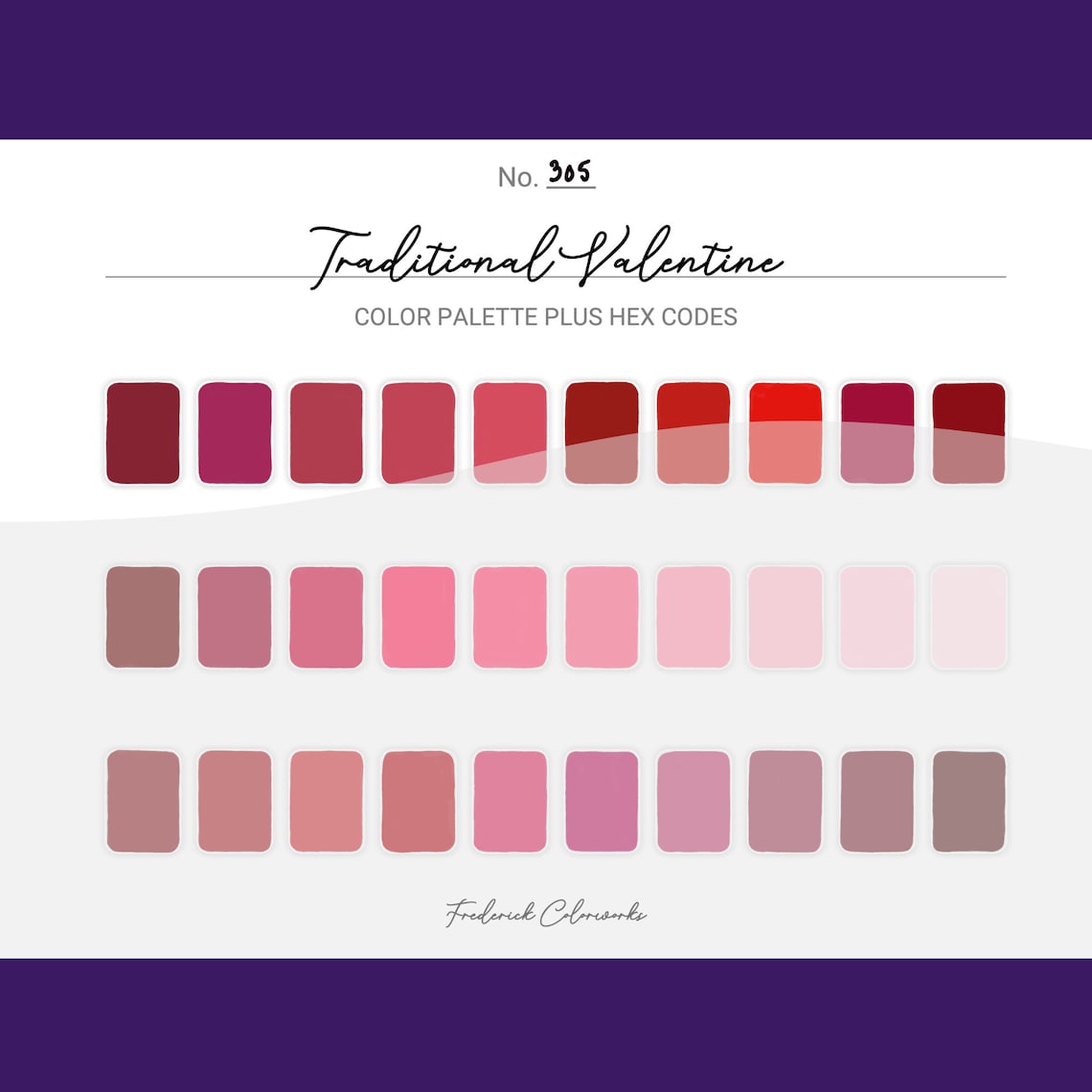 Valentine Traditional Color Scheme Procreate 30 Color Palette Swatches ...