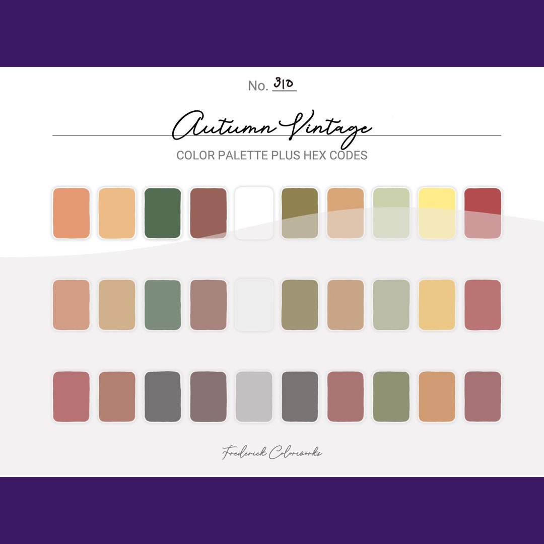 Autumn Vintage Color Scheme - Procreate 30 Color Palette Swatches Plus ...