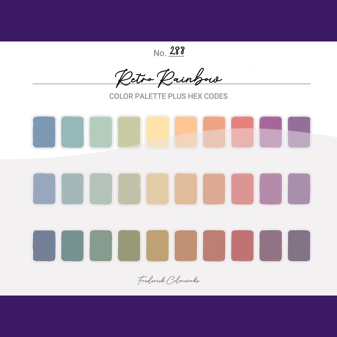 Retro Rainbow Procreate Color Palette: 30 Swatches (digital Download ...