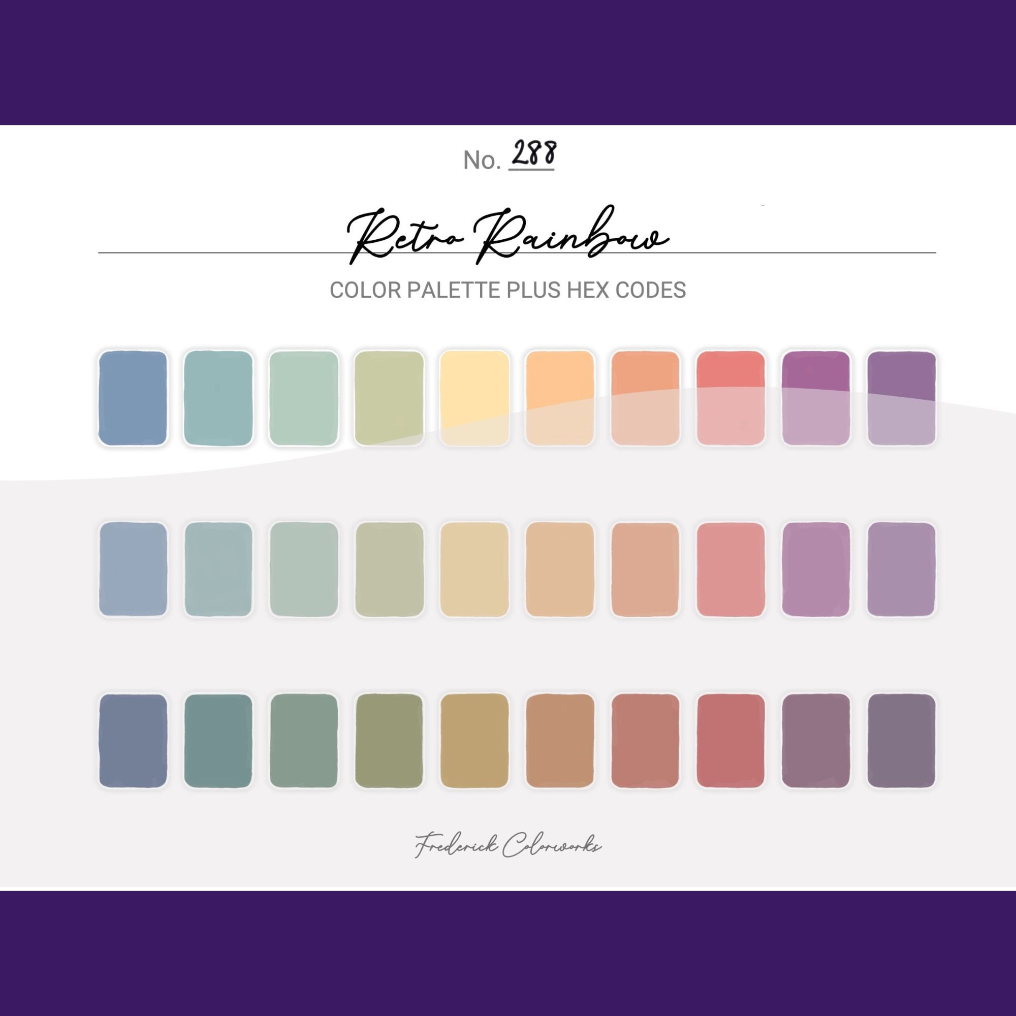 Retro Vintage Rainbow Color Scheme - Procreate 30 Color Palette ...