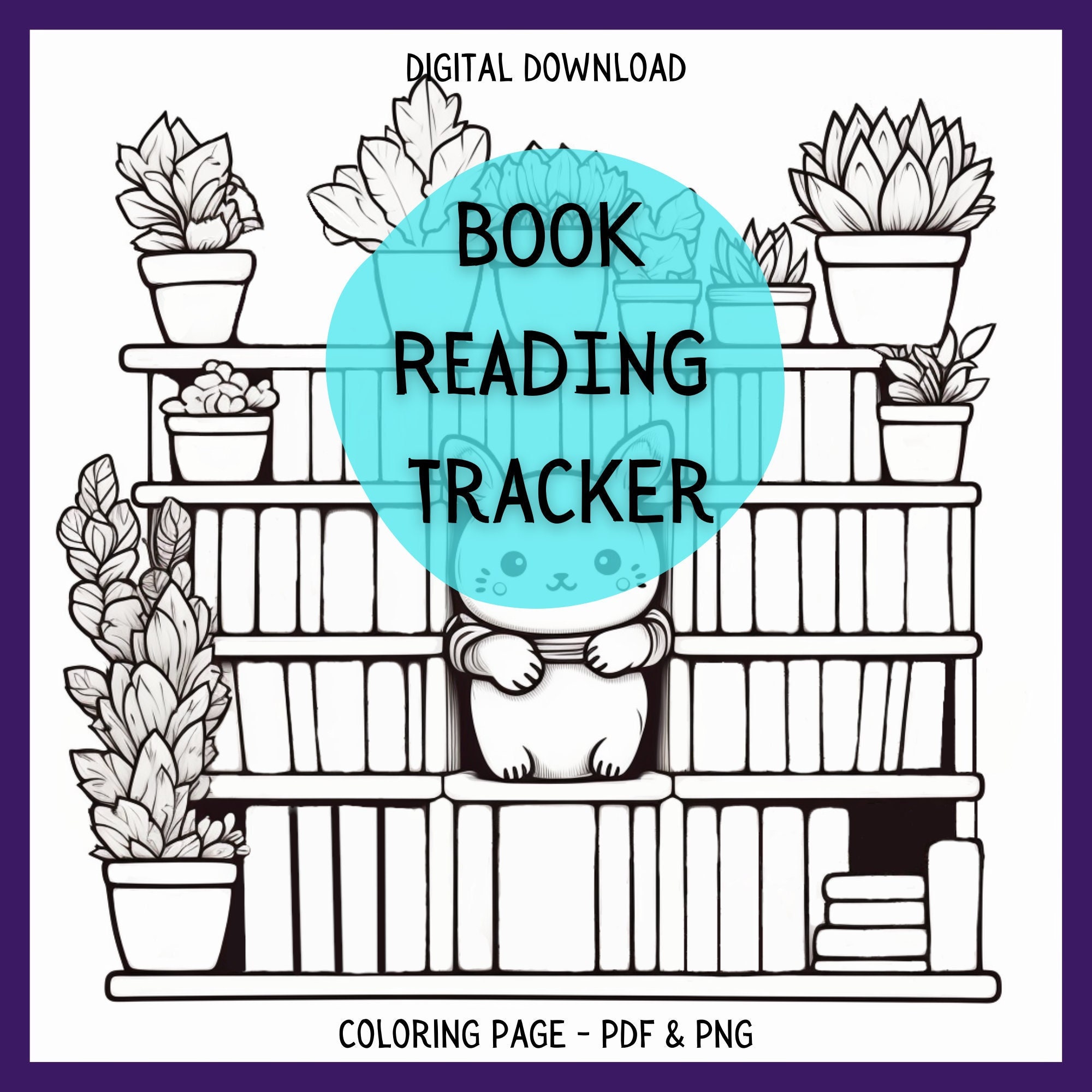 Book Reading Tracker for Kids: Printable Coloring Page (PDF PNG) - Etsy