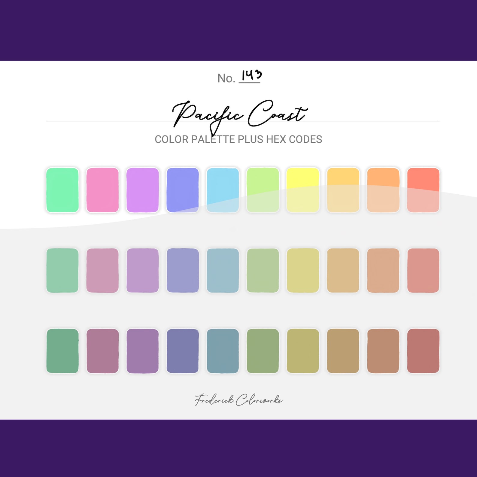 Pacific Coast Color Scheme - Procreate 30 Color Palette Swatches + Hex ...