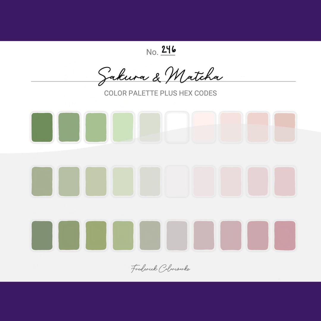 Sakura & Matcha Procreate Color Palette: 30 Swatches (digital Download ...