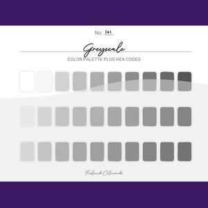 Greyscale Color Scheme - Procreate 30 Color Palette Swatches + Hex ...