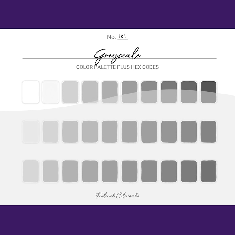 Greyscale Color Scheme - Procreate 30 Color Palette Swatches + Hex ...