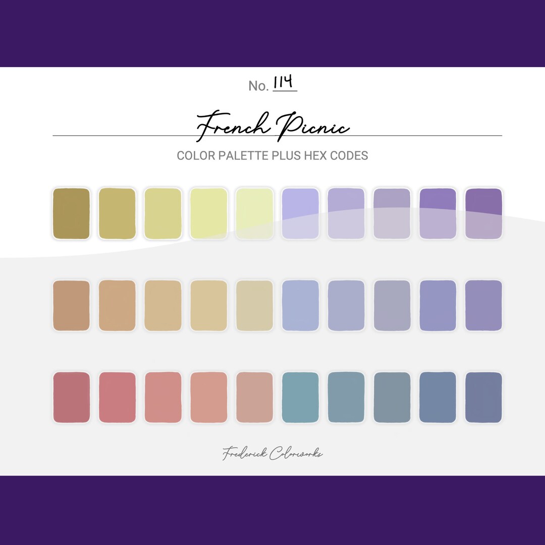 French Picnic Color Palette: Procreate Swatches With Hex Codes (digital ...