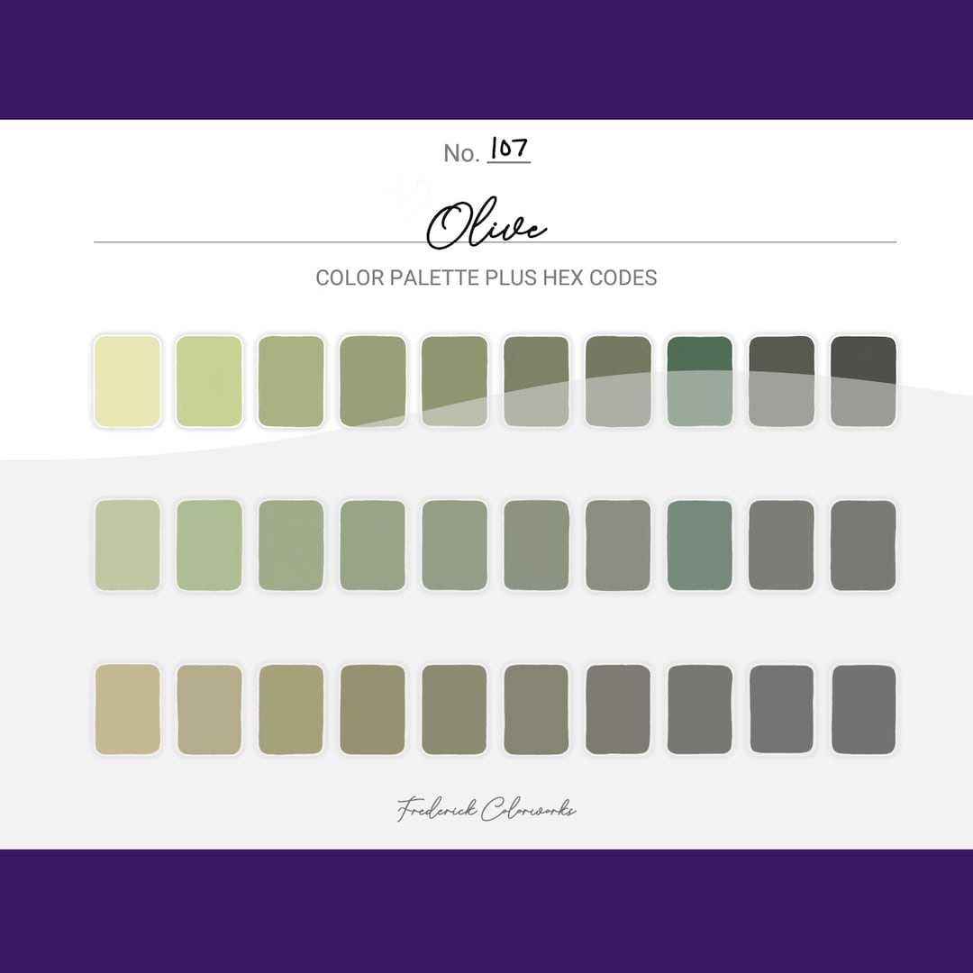 Olive Green Color Scheme - Procreate 30 Color Palette Swatches + Hex ...