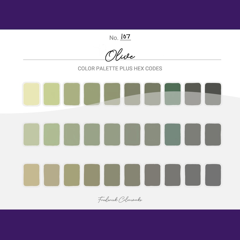 Olive Green Color Scheme - Procreate 30 Color Palette Swatches + Hex ...