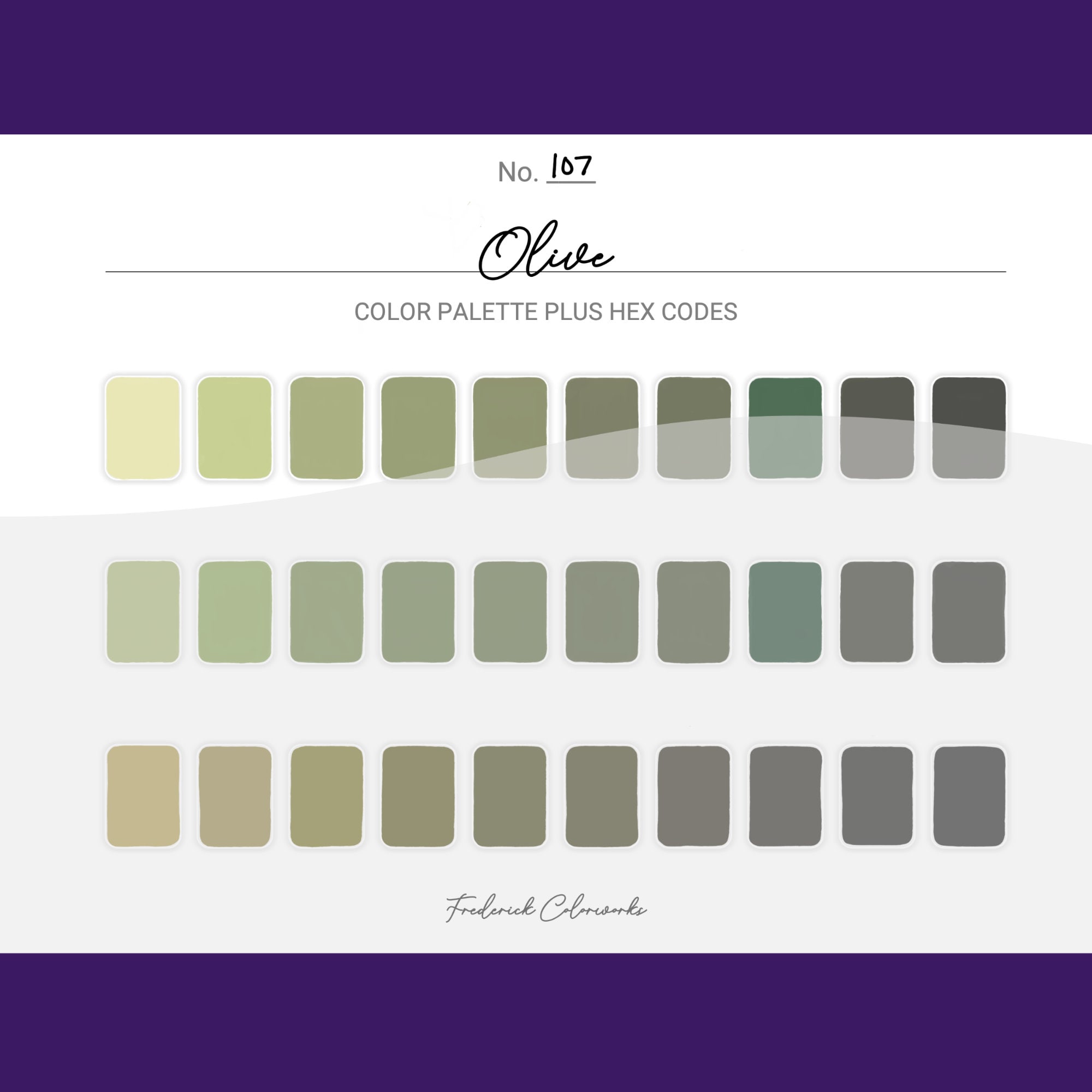 Olive Green Color Scheme - Procreate 30 Color Palette Swatches + Hex ...