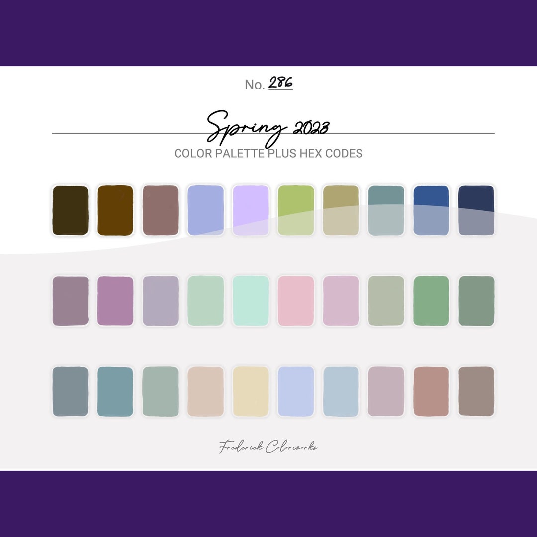 Spring 2023 Color Scheme - Procreate 30 Color Palette Swatches + Hex ...