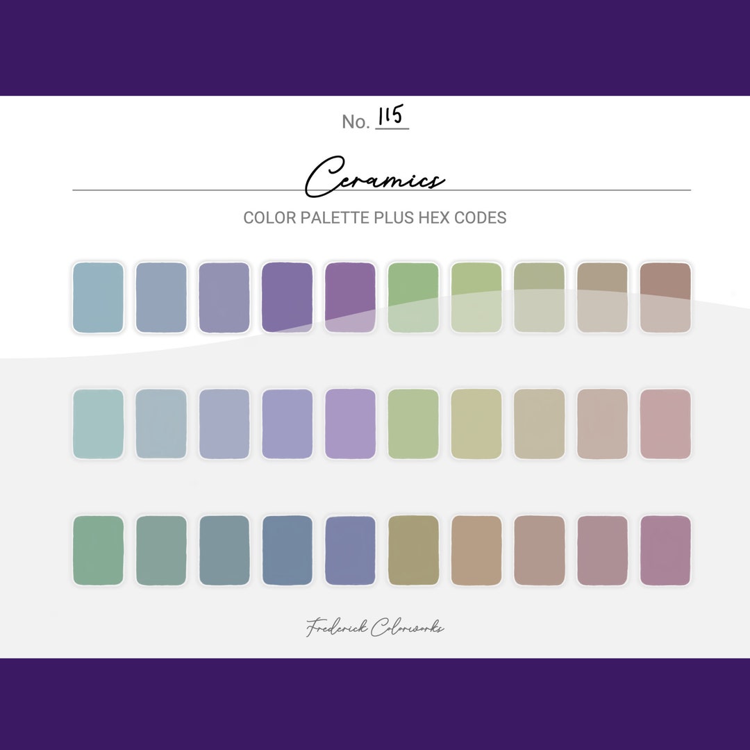 Ceramics Color Scheme - Procreate 30 Color Palette Swatches + Hex Codes ...