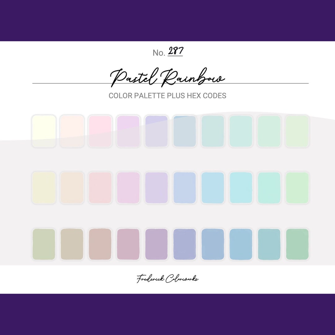Esquema de colores pastel Rainbow - Procreate 30 Muestras de paleta de ...