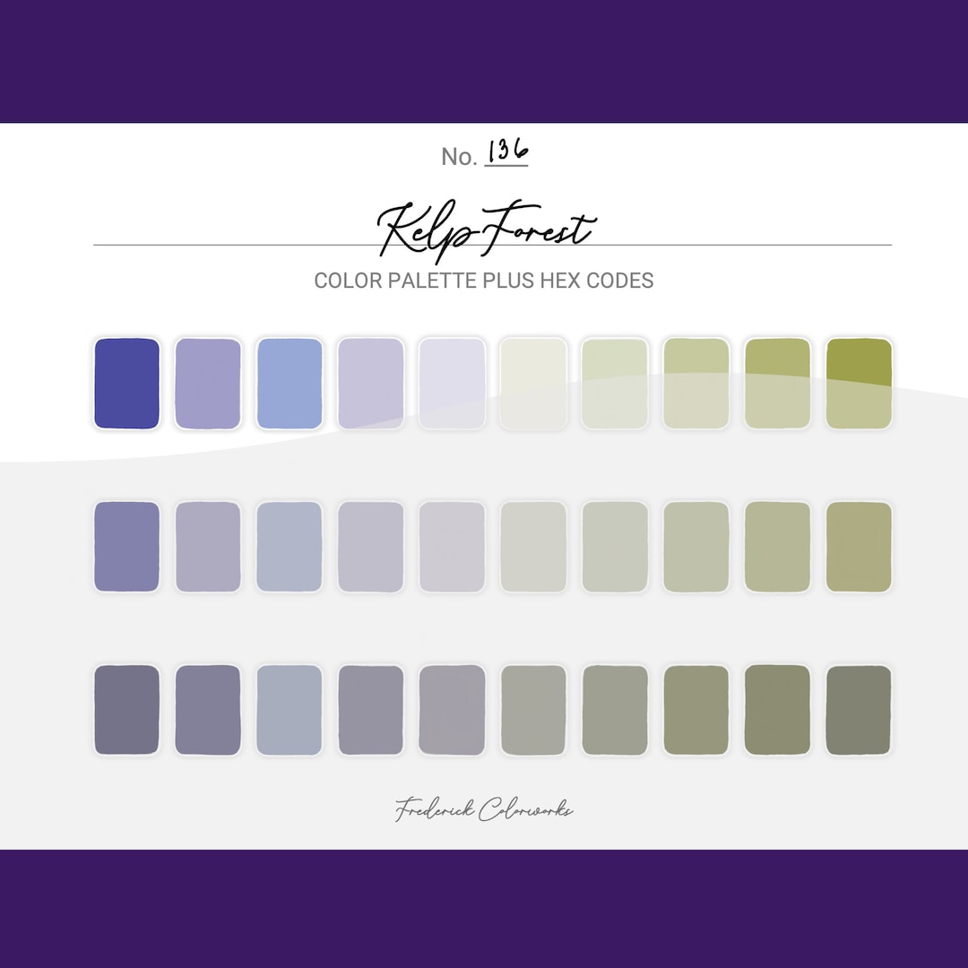 Kelp Forest Color Scheme - Procreate 30 Color Palette Swatches + Hex ...