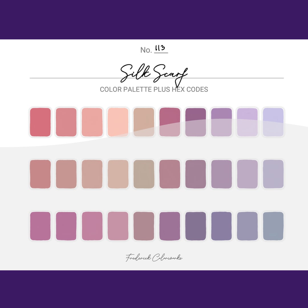 Silk Scarf Color Scheme - Procreate 30 Color Palette Swatches + Hex ...