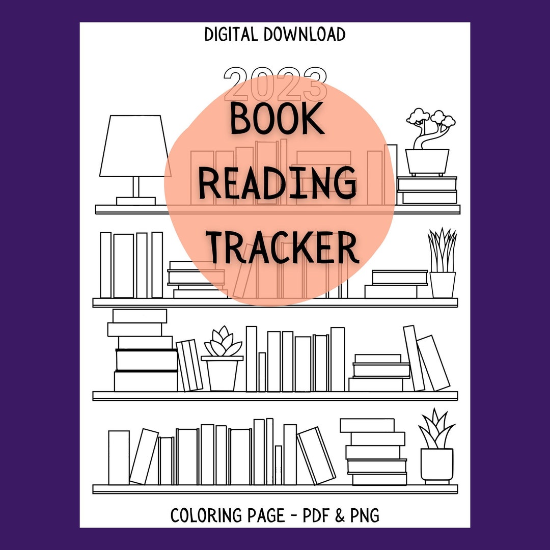 2023 Book Reading Tracker Printable Coloring Page Digital Book Tracker ...