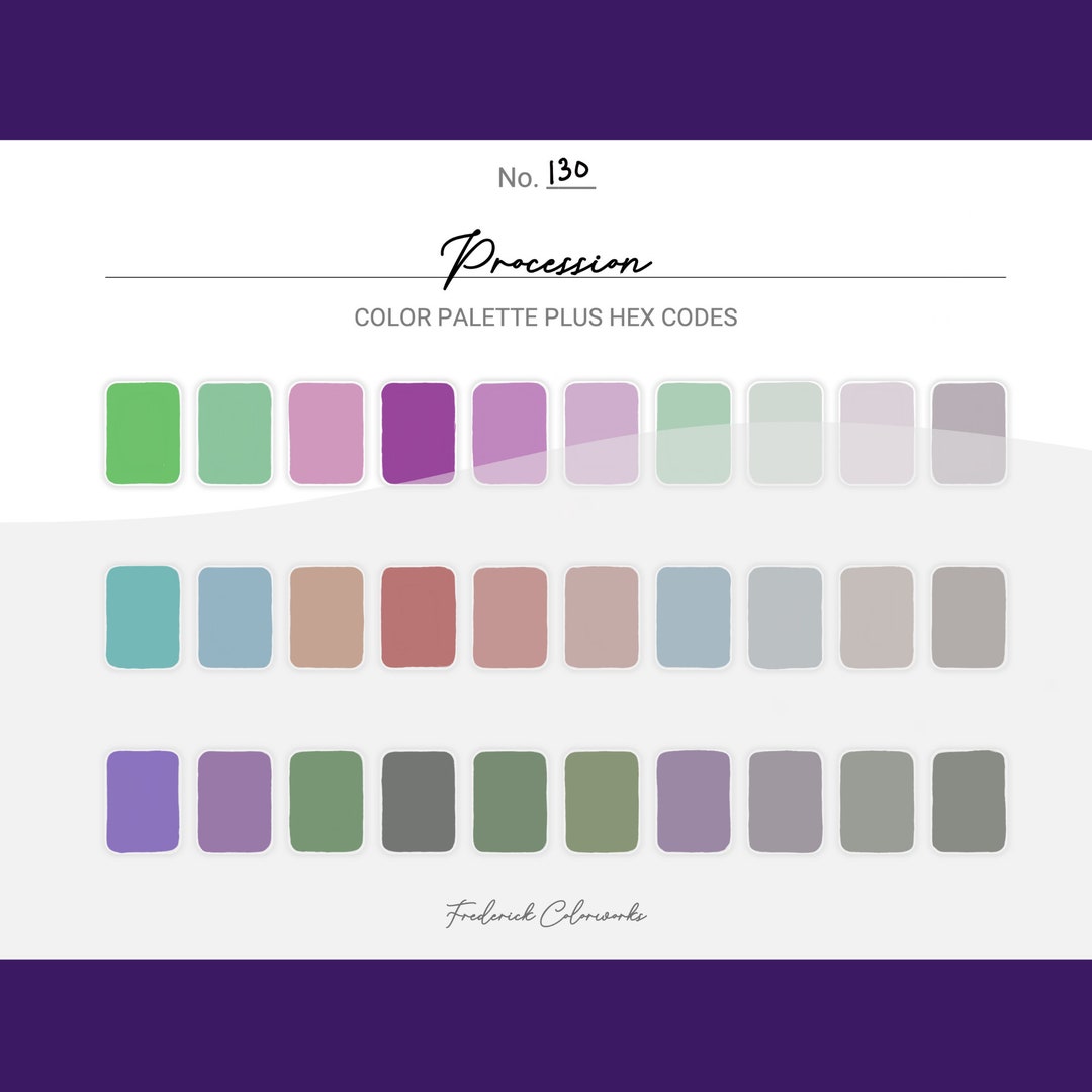 Procession Color Scheme - Procreate 30 Color Palette Swatches + Hex ...