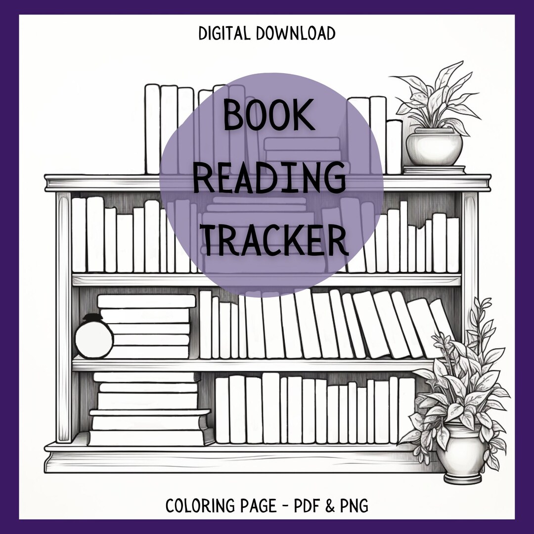 Book Reading Tracker Printable Coloring Page Digital Book Tracker Book ...