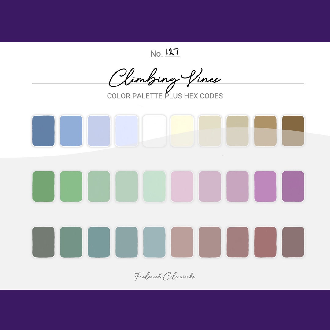 Climbing Vines Color Scheme - Procreate 30 Color Palette Swatches + Hex ...