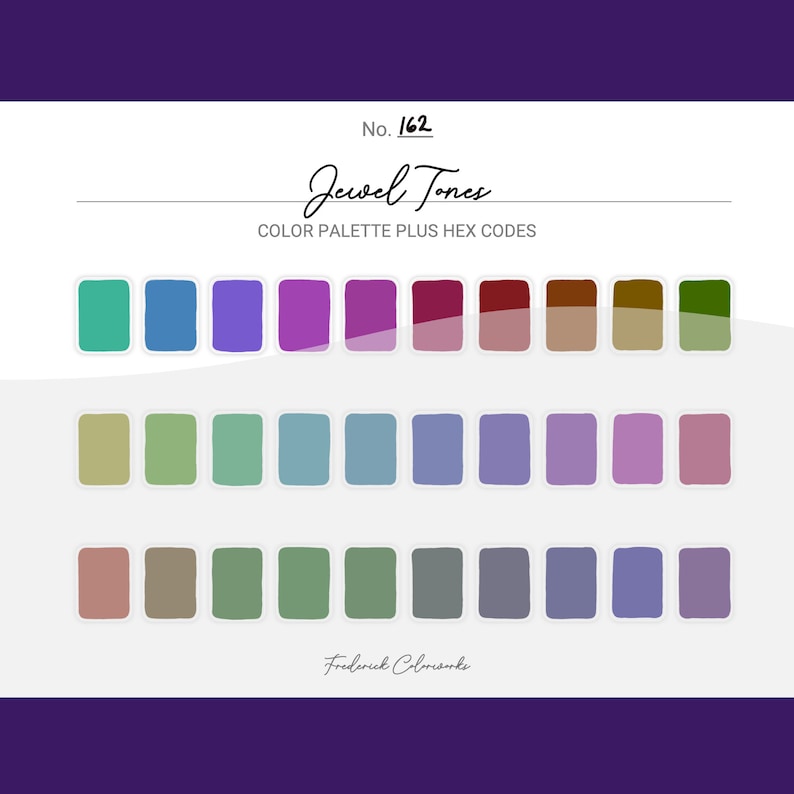Jewel Tones Color Scheme - Procreate 30 Color Palette Swatches + Hex ...