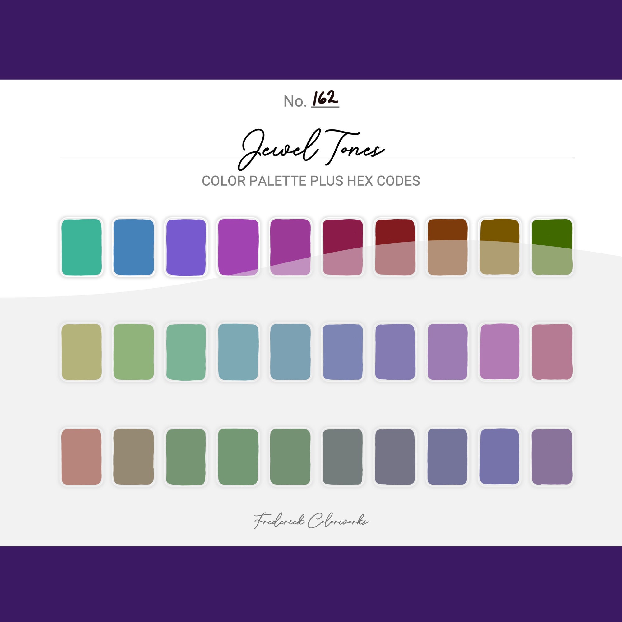 Jewel Tones Color Scheme - Procreate 30 Color Palette Swatches + Hex ...
