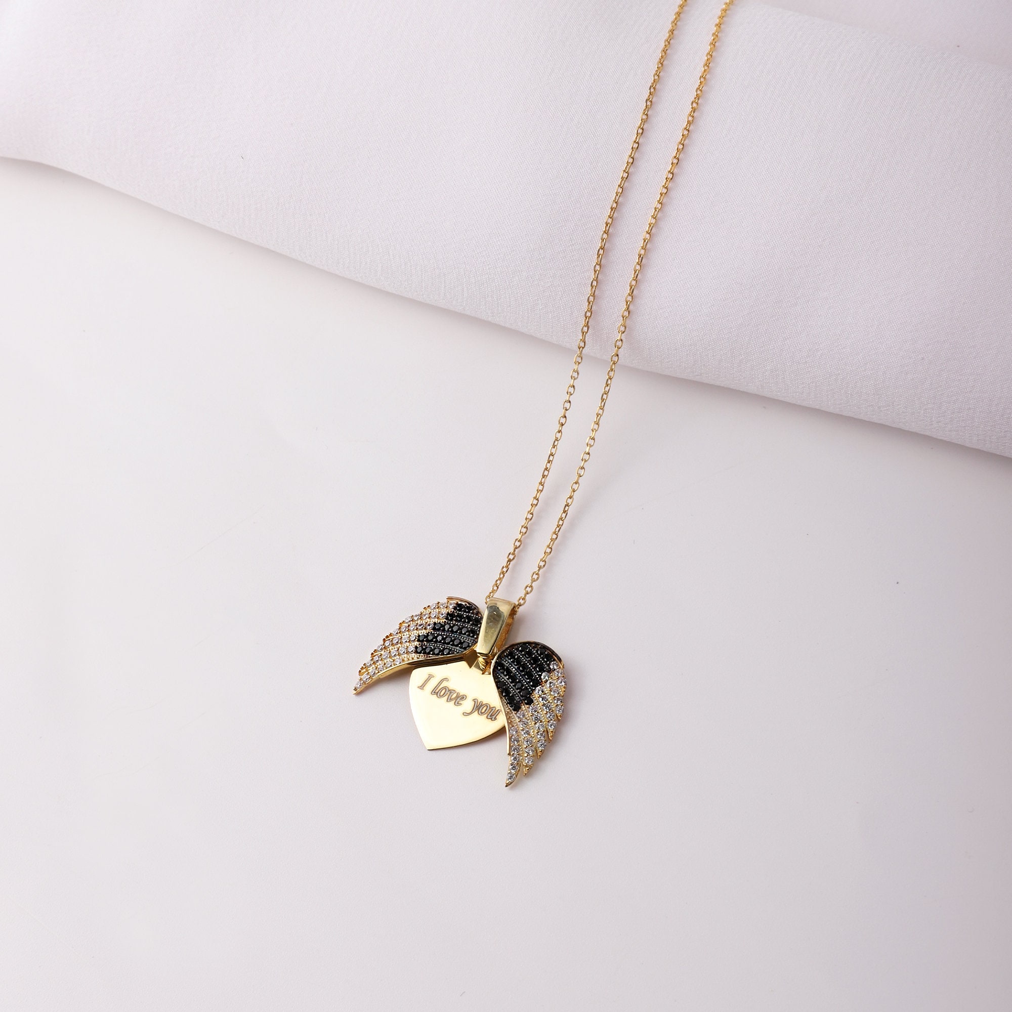 Personalised Wing Necklace , Opening Wings , Angel Wings Necklace ...