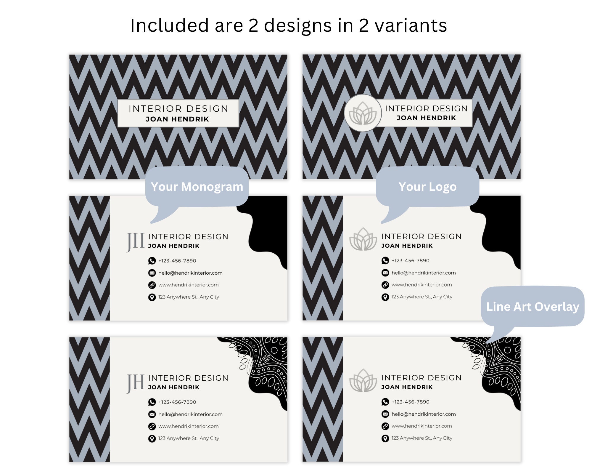 Printable Business Card Template Chevron 3 Elegant - Etsy